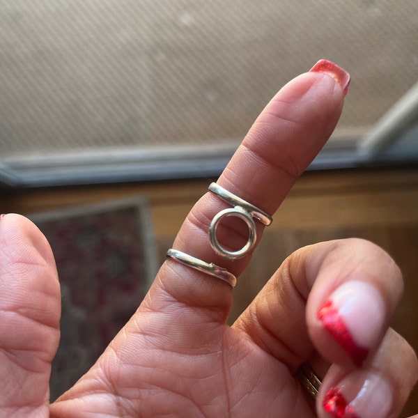 Sterling Silver Splint Ring, 925 Sterling Silver Geometric Dip or Pip ...