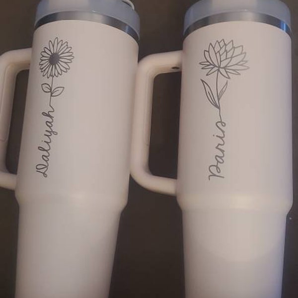 Personalized Name Birth Flower Stanley Wedding Gift for Bride to Be ...