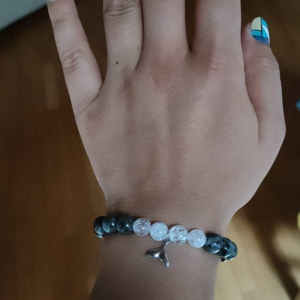 Orca Bracelet: Obsidian, Labradorite & Quartz Natural Gemstones - Etsy