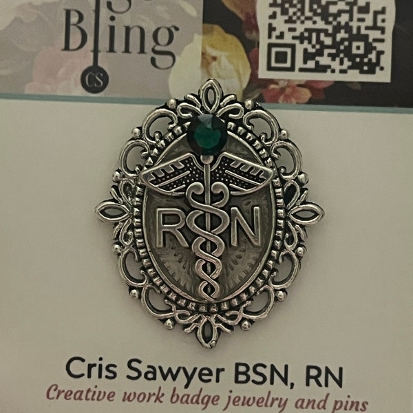 BSN Silver and White Nursing Pins Simple Pinning Ceremony Pin Vintage ...