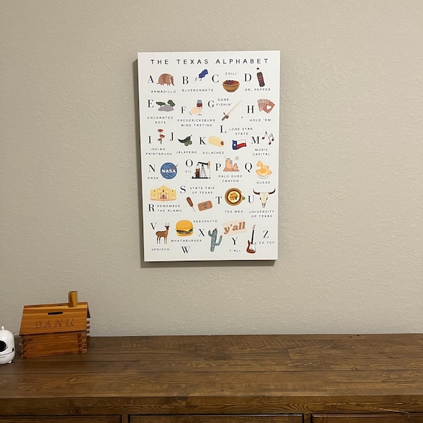 Texas Alphabet Print (cursive) | State of Texas Wall Art Print | Texas ...