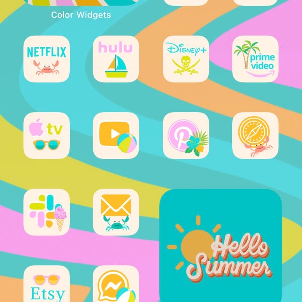 Summer Aesthetic App Icons | Summer Phone App Icons | Tropical App ...