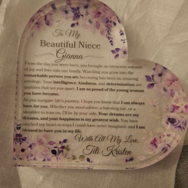 To My Niece Personalized Heart Plaque Gift for Niece Christmas Gifts ...
