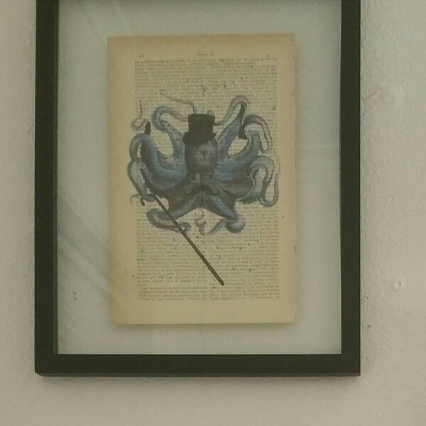 Octopus Lord Vintage Print Book Art Poster Retro Hipster Octopus Sea ...