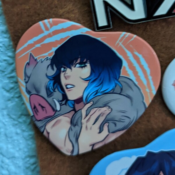 Demon Anime Heart Shaped Buttons - Etsy