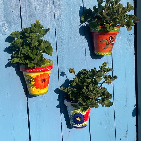 Spanish Glazed Terracotta Wall Planters 17 Cm X 14 Cm in a Wide Range ...