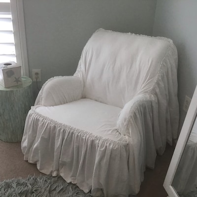 Ruffled Chair Cover Sofa Cover Chair Cover Slip Cover Slip Covers ...