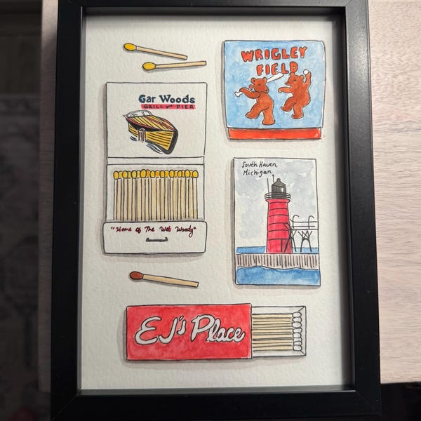 Custom Matchbook Hand-painted Watercolor Illustrations - Etsy