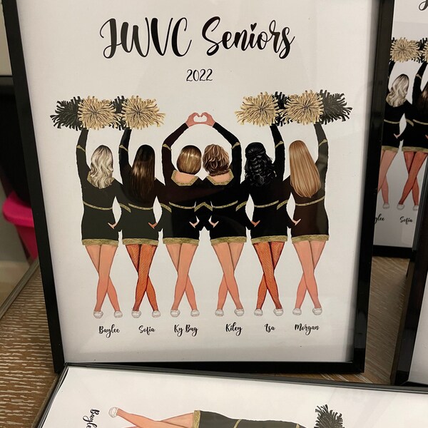 Cheer Team Gifts - Cheer Team Illustration Print - Cheerleaders Gifts ...