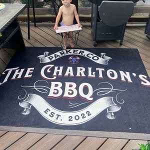Grill Mat Personalized Outdoor Rug for Dad's BBQ Smoker Backyard BBQ ...