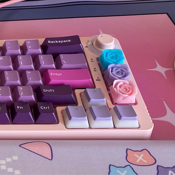 Rose Pastel Flower Artisan Keycap Cherry MX Mechanical Gaming Keyboards ...