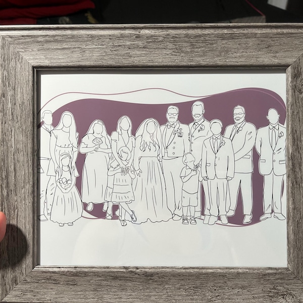 Custom Couple & Baby Drawing – Faceless Line Portrait, Family of Three ...