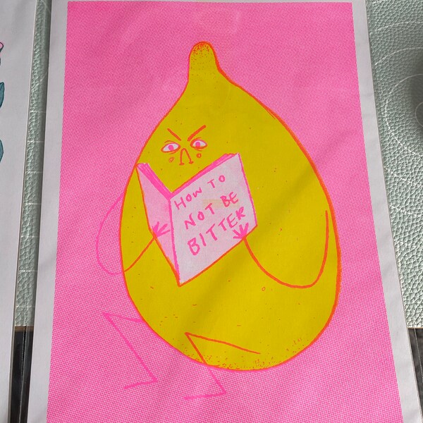 Bitter Lemon 2bmcr SUMMER NEON EDITION Cute Fruit Neon Pink Dotty A4 Risograph Print - Etsy