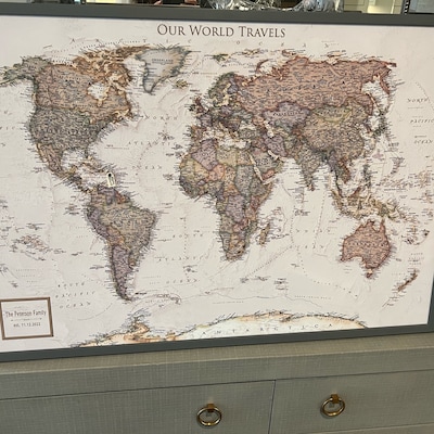 Push Pin World Map, Travel Framed Personalized Map - Etsy
