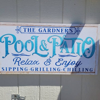 Personalized Pool & Patio Sign Backyard Bar and Grill Pool Deck Last Name Custom Family Name ...