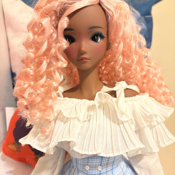 Custom Doll Wig for Minifee 1/4 BJD Dolls tan Caps 6-7 Head Size of Bjd ...