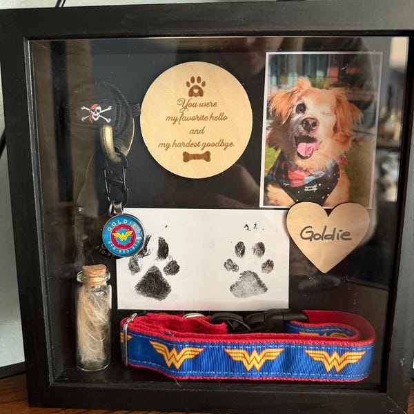 Rustic Dog Memorial Shadow Box, Pet Collar Holder Picture Frame, Dog ...