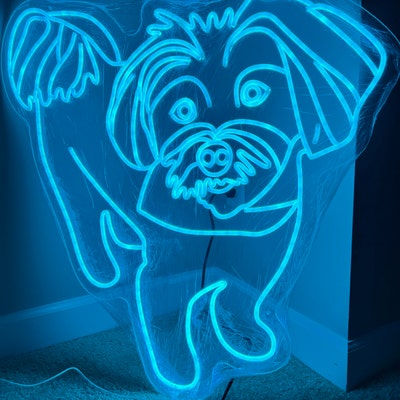 Custom Neon Sign Dog Portrait LED Neon Light Sign Home Room Wall Decor ...