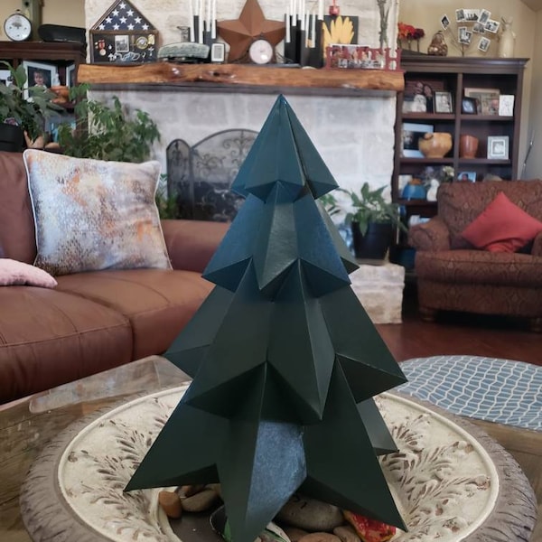 Pine Christmas Tree 3D Papercraft PDF Pattern / DIY Xmas Low Poly Paper ...