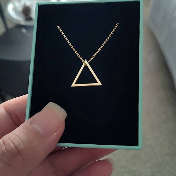 Triangle Necklace, 925 Sterling Silver Triangle Necklace, 14K Gold ...