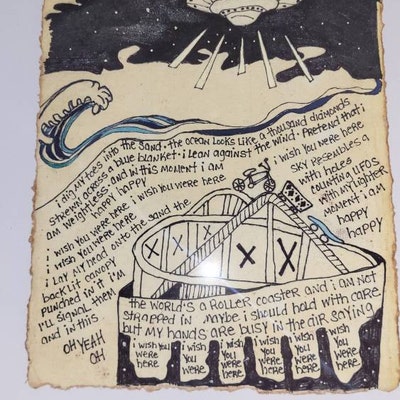 Bubbles up Jimmy Buffett Song Lyric Wall Art ORIGINAL Drawing on ...