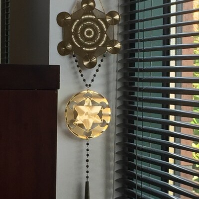 Snow Quartz Tube Torus Sacred Geometry Art, Crystal Mobile, Gold White ...