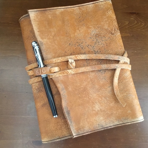 A4 Large Classic Brown Leather Bound Journal, Leather Notebook, Custom ...
