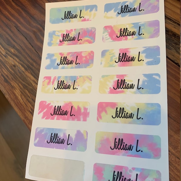 Kids Name Stickers, Tie Dye Labels, Personalized Labels, Daycare Name ...
