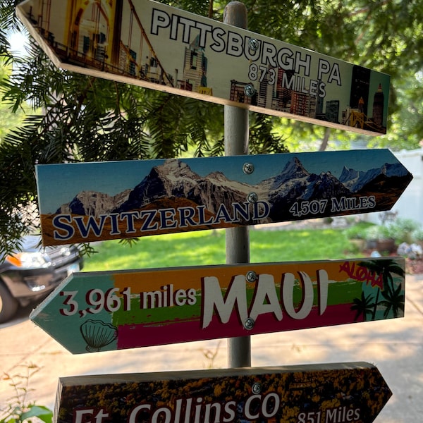 Custom Destination Arrow Sign: Travel Memory Gift, Weather Resistant - Etsy