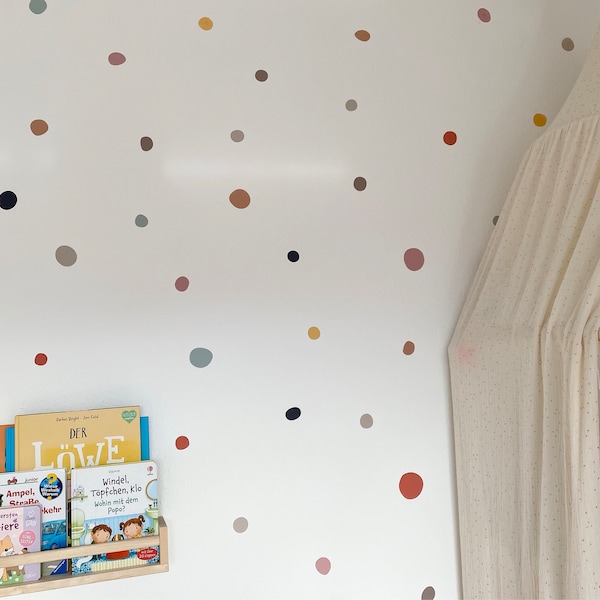 Boho Polka Dot Wall Stickers, Bohemian Style Neutral Rainbow Hand Drawn ...