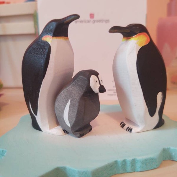 Emperor Penguin Family Wooden Animal | Waldorf Inspired | Handmade With ...