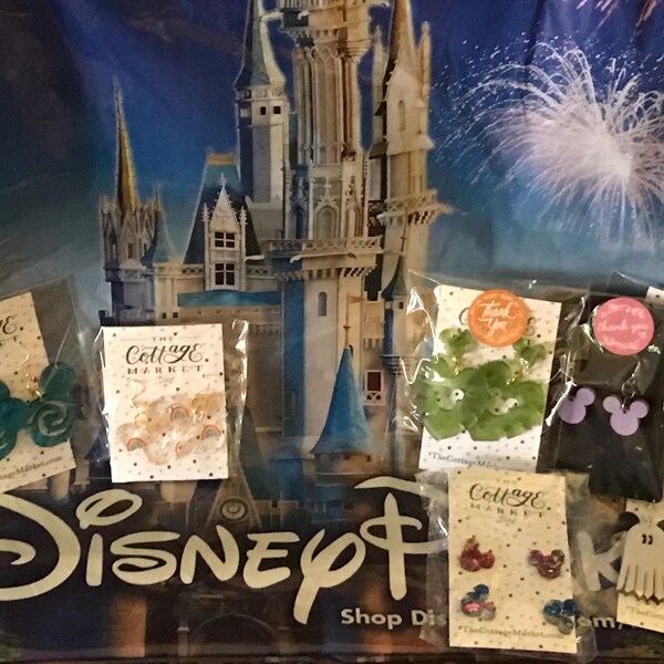 Set of 3 Mirrored Mickey Head Studs in 12 Colors Disney Jewelry, Mickey ...