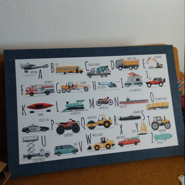 Car Alphabet Poster, Transportation Print, Vehicle Wall Art, Boy Room ...