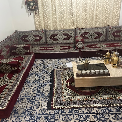 8 Thick Anatolian Grey Arabic Sofa Set,arabic Majlis,sectional Sofa ...