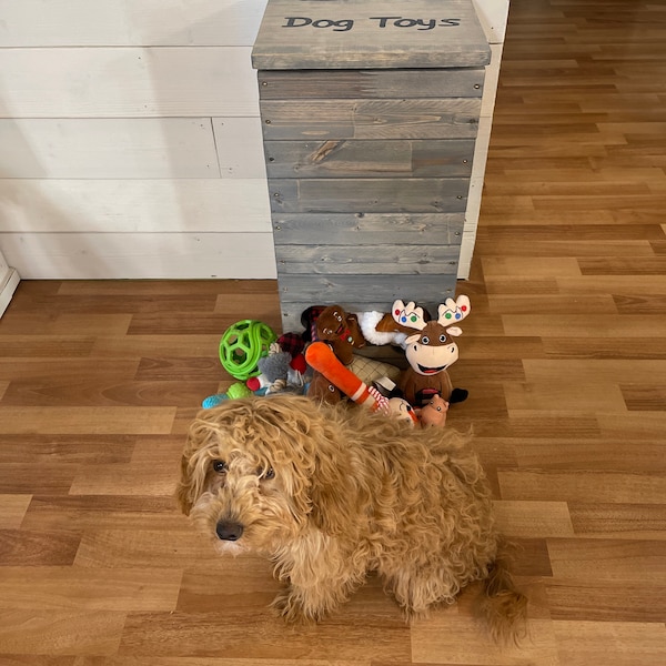 Wood Dog Toy Box / Wooden Dog Toys Storage Bin / Pet Toy Storage ...