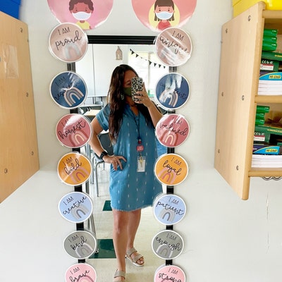 BOHO RAINBOW Affirmation Station Positive Affirmations Mirror Display ...