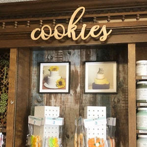 Custom Wooden Words Cursive Natural Wood Sign Cookies Sign Love Board ...