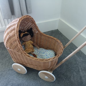 CUSTOMISABLE Handmade Natural Wicker Rattan Dolls Pram Choose - Etsy