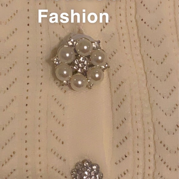 Cutie Pie Mini White Resin Roses NO SEW Clip on Button Covers Set of 6 ...