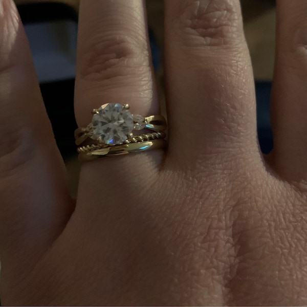 14K Solid Gold Twist Ring / 1.5 MM Gold Twist Ring / Dainty Stacking ...