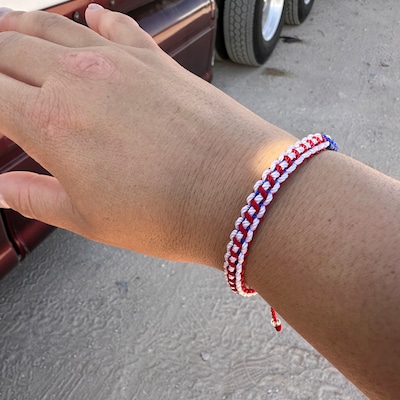 Half Thin Blue Line and Half Red Line Bracelet, Half Blue Line and Half ...