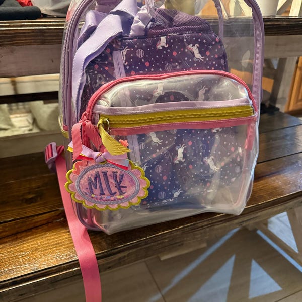 Personalize Fabric Bag Tag, Embroidered Glitter Name Shaker, Name Tag ...