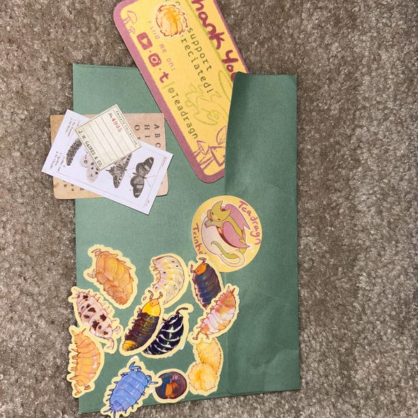 Isopods Vinyl Stickers - 10 Species Variants, Roly Poly, Pill Bug ...