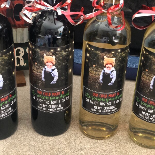 Christmas Gift for Teacher / Personalized Wine Bottle Label / Our Child ...