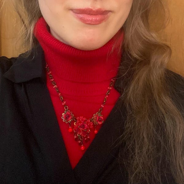 RED and BLACK Tango Pendant NECKLACE/ Tea Rose Tango Necklace/hand ...