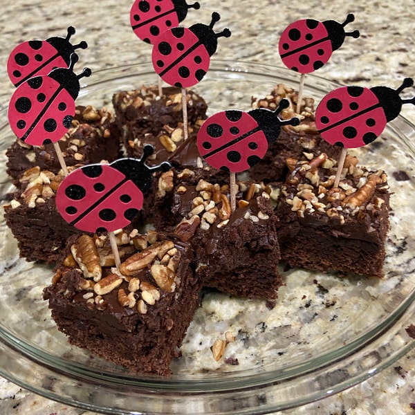 Ladybug Cupcake Toppers, 12 Ladybug Toothpick Birthday Party Ladybug ...