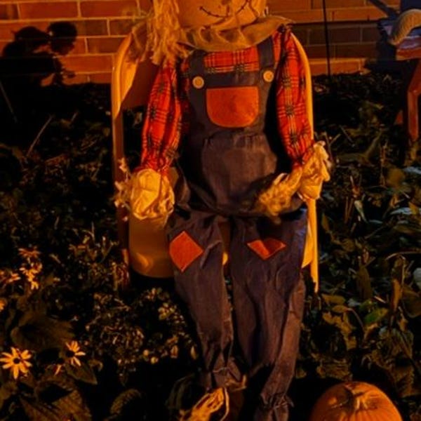 60 Large Sitting Scarecrow Couple Pair Uncle Sam Patriotic Fall ...