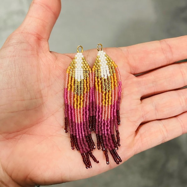 Waterfall Beaded Earring Pattern: Brick Stitch Fringe Bead, Miyuki ...