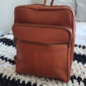 Small TAN GENUINE LEATHER Backpack Shoulder Bag by Katz - Etsy