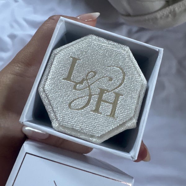 Triple Slot Octagon Velvet Ring Box | Custom Wedding Ring Box ...